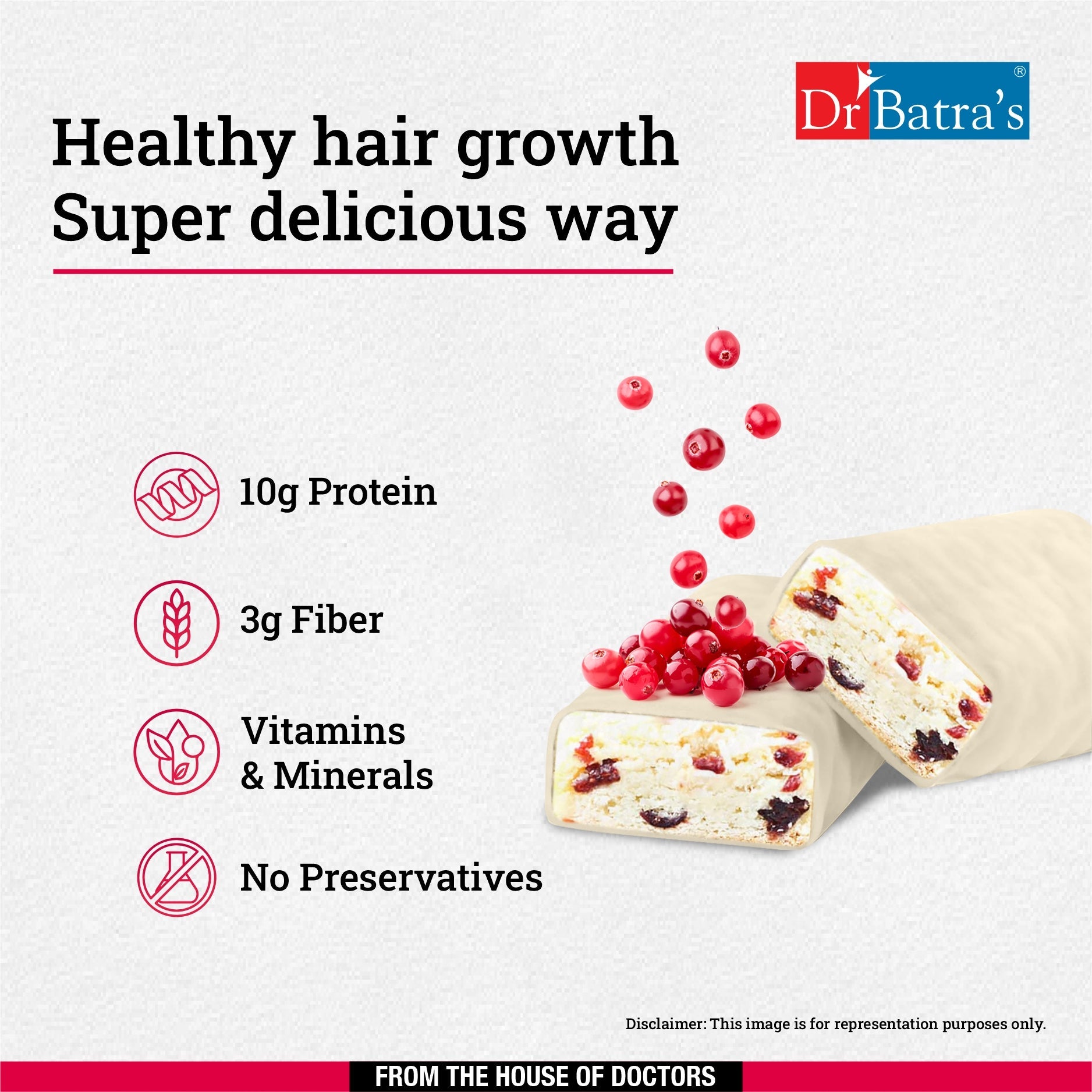 Dr Batra's NutriGood Hair Health Protein Bar -10g of protein per bar