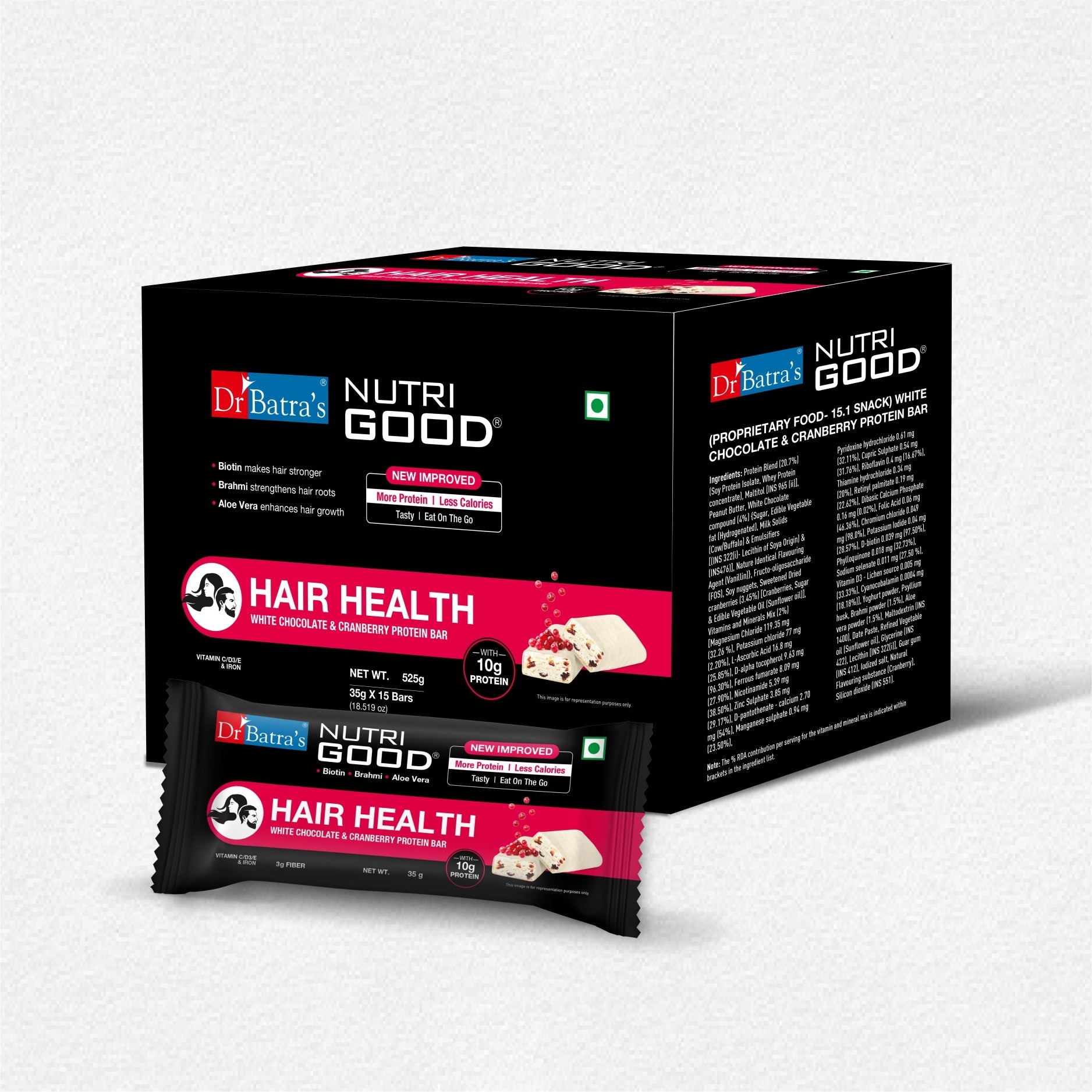 Dr Batra's NutriGood Hair Health Protein Bar -10g of protein per bar