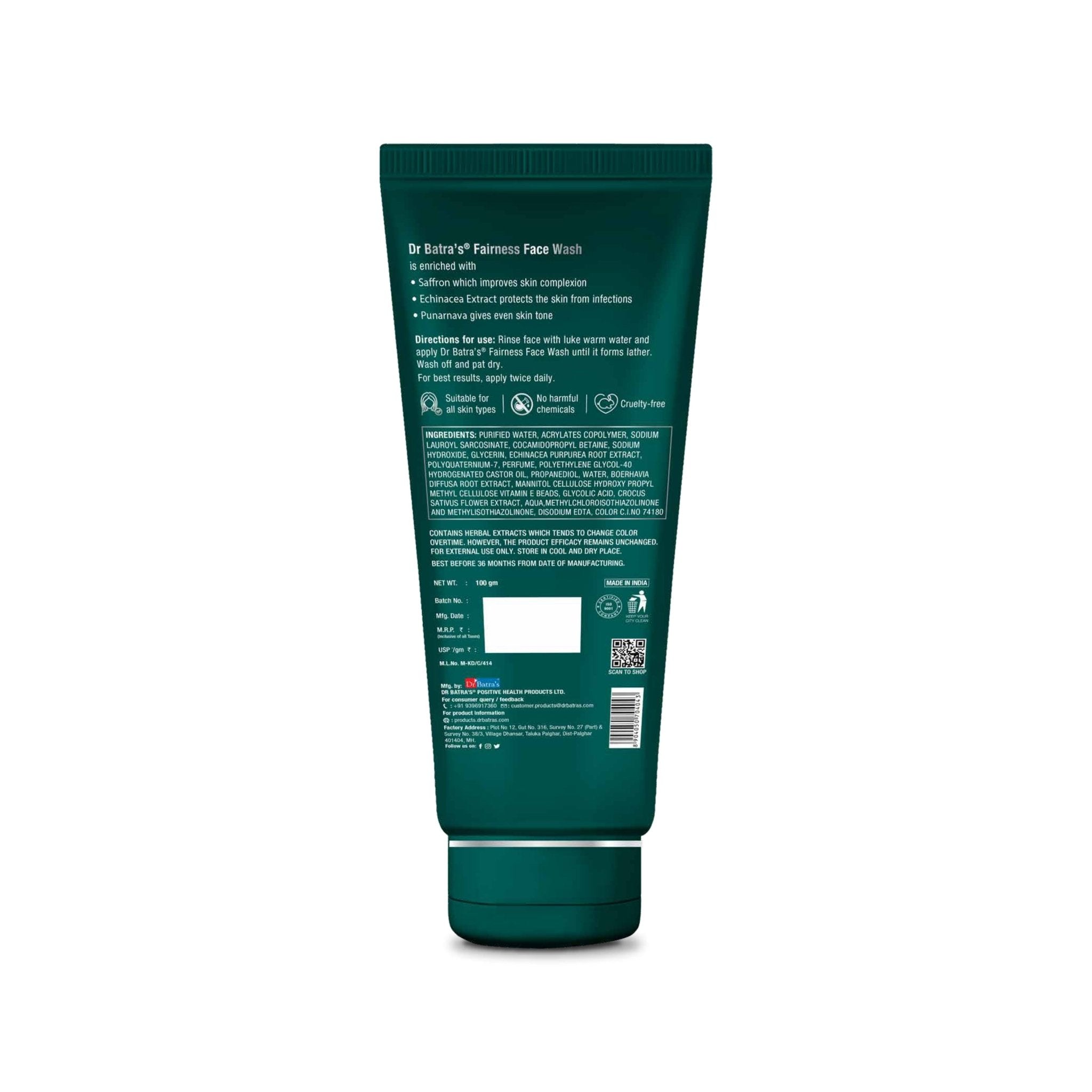 Dr Batra's Fairness Face Wash Enriched With Saffron & Echinicea Extrac